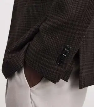 LARDINI Virgin Wool-cashmere Check Blazer