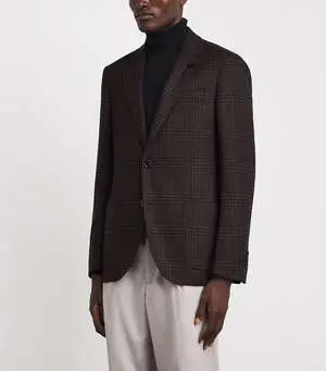 LARDINI Virgin Wool-cashmere Check Blazer