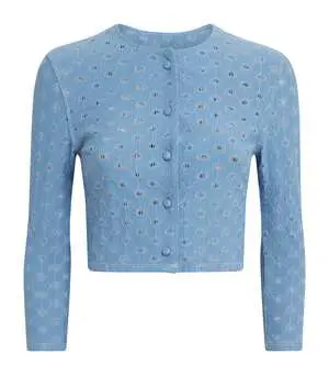Devon Windsor Open-work Reed Cropped Jacket - Blue