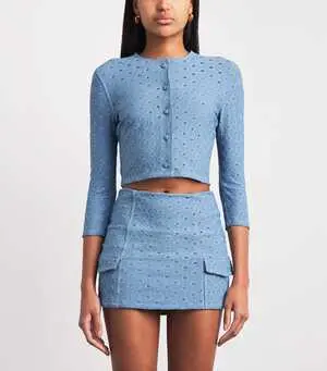 Devon Windsor Open-work Reed Cropped Jacket