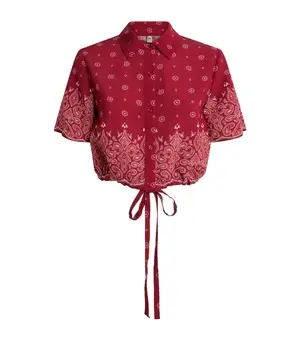 Devon Windsor Rosie Bandana Print Cropped Shirt