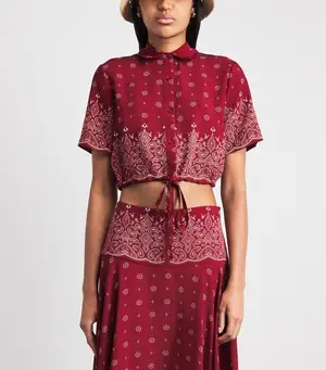 Devon Windsor Rosie Bandana Print Cropped Shirt