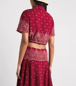 Devon Windsor Rosie Bandana Print Cropped Shirt