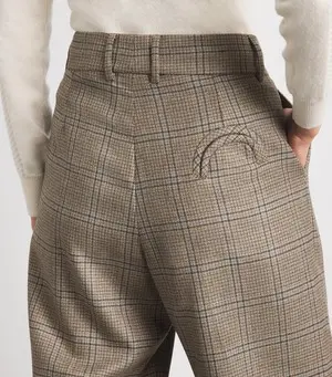 BLAZÉ MILANO Virgin Wool Check Fox Tailored Trousers