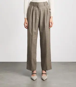 BLAZÉ MILANO Virgin Wool Check Fox Tailored Trousers