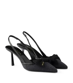 Prada Cashmere Bow-detail Slingback Pumps 75