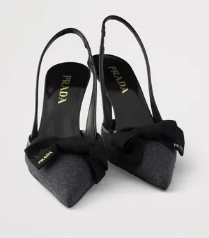 Prada Cashmere Bow-detail Slingback Pumps 75