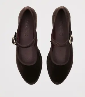 FLABELUS Velvet Double Mary Jane Flats