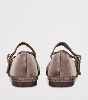 FLABELUS Velvet Claire Mary Jane Flats - Brown