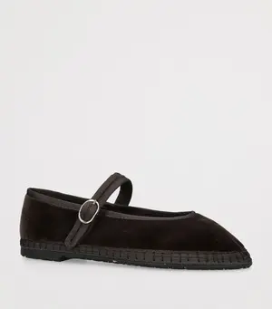FLABELUS Velvet Pierre Mary Jane Flats