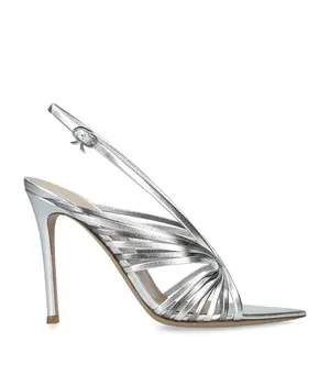 GIANVITO ROSSI Leather Muse Sandals 105 - Silver