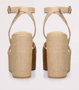 GIANVITO ROSSI Raffia Virginie Wedge Sandals 60