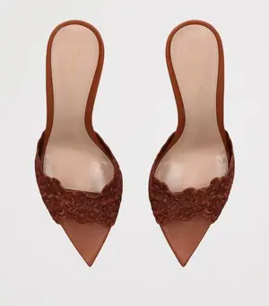 GIANVITO ROSSI Lace Yvonne Mules 85