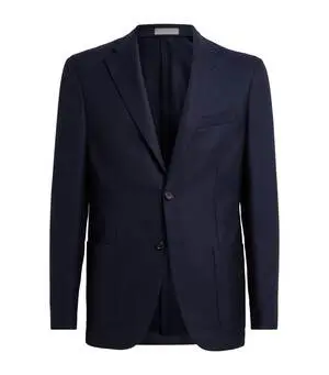Corneliani Virgin Wool-silk Unlined Whisper Blazer - Navy