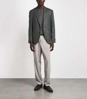 Corneliani Virgin Wool-silk-cashmere Check Blazer