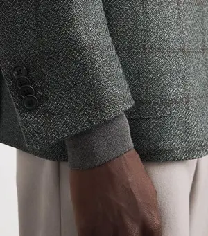 Corneliani Virgin Wool-silk-cashmere Check Blazer