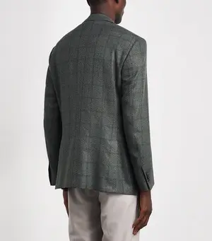 Corneliani Virgin Wool-silk-cashmere Check Blazer