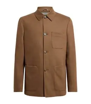 Canali Stretch-wool Chore Overshirt - Brown