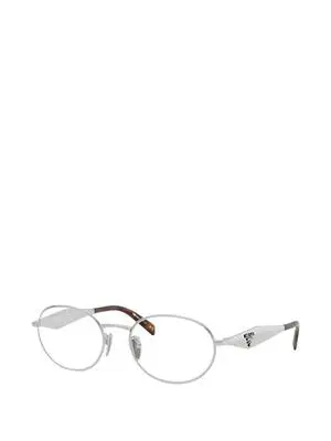 Prada Logo-plaque Oval-frame Glasses