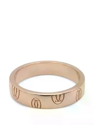 Cartier 18k Rose Gold Engraved Logo Ring - Pink