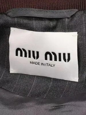 Miu Miu 2010s Pinstripe Logo-embroidered Jacket