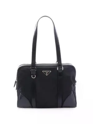 Prada 2000s Triangle-logo Shoulder Bag - Black