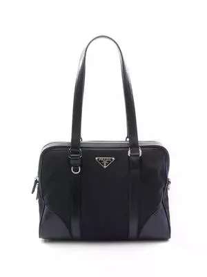 Prada 2000s Triangle-logo Shoulder Bag - Black