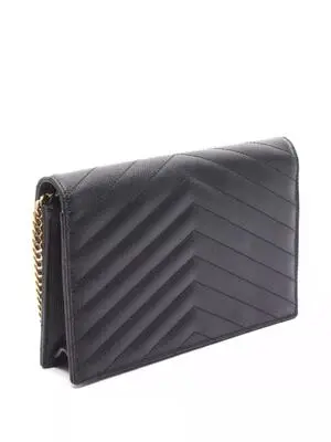 Saint Laurent 2010s Cassandra Envelope Chain Wallet - Black