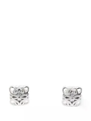 Loewe Tone Sterling Anagram Cutout Earrings - Silver