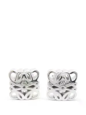 Loewe Tone Sterling Anagram Cutout Earrings - Silver