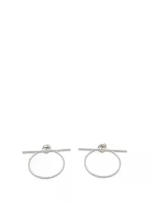 Hermès Sterling Hoop Earrings With Bar Detail - Silver