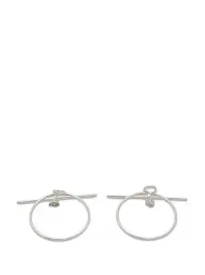 Hermès Sterling Hoop Earrings With Bar Detail - Silver
