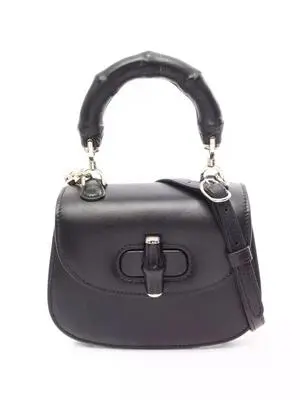 Gucci 2010s Bamboo Leather Handbag - Black