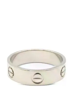 Cartier 18k White Gold Engraved Screw Motif Ring - Silver