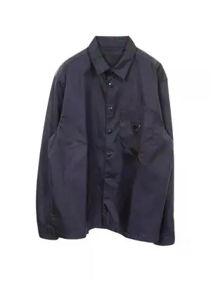 Prada 2000s Re-nylon Logo Plate Jacket - Blue