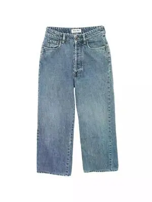 Miu Miu 2010s Logo Patch Wide-leg Jeans - Blue