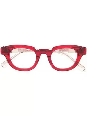 KUBORAUM S1 Transparent Round Glass Frames - Red