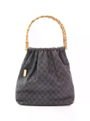 Gucci 2000s Bamboo Gg Pattern Shoulder Bag