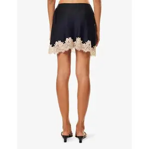 Rixo Ariah Lace-trim Satin Mini Skirt