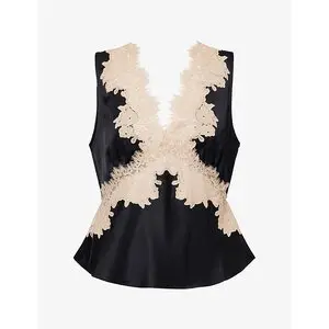 Rixo Emmie Lace-trim Satin Top