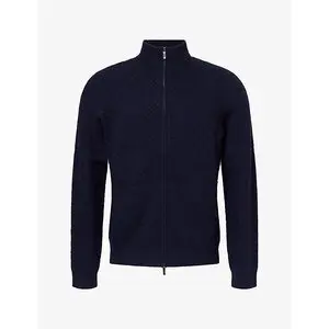 Emporio Armani Cross-pattern Zip-through Cashmere And Wool Blend Jacket