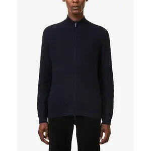 Emporio Armani Cross-pattern Zip-through Cashmere And Wool Blend Jacket