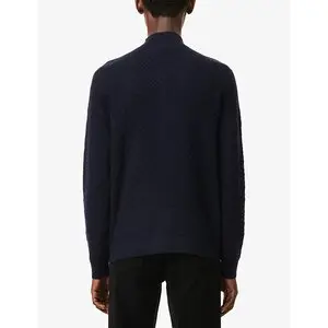 Emporio Armani Cross-pattern Zip-through Cashmere And Wool Blend Jacket