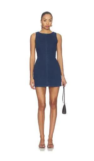 Madewell Boatneck Skort Romper In Denim - Blue