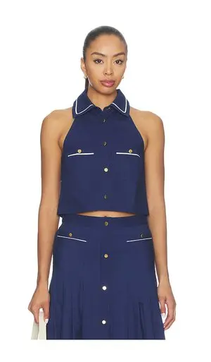 SEROYA Yumi Poplin Top In . Also - Blue