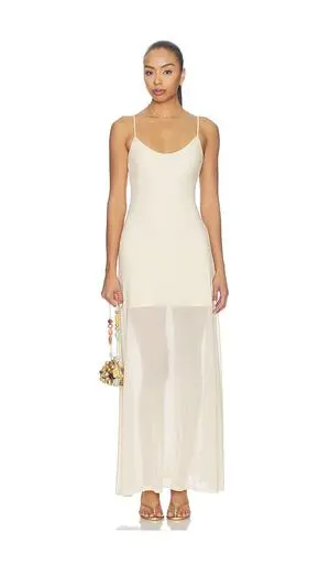 SNDYS. Alessandra Mesh Maxi Dress In . Also - Beige