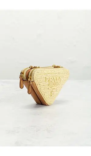 FWRD RENEW Prada Raffia Mini Triangle Shoulder Bag