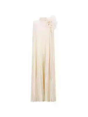 GEMY MAALOUF Embellished Draped Flower Maxi Dress - Neutrals