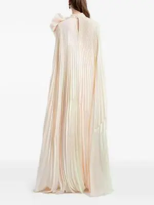 GEMY MAALOUF Embellished Draped Flower Maxi Dress - Neutrals
