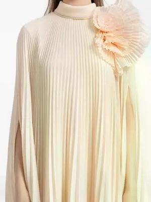 GEMY MAALOUF Embellished Draped Flower Maxi Dress - Neutrals